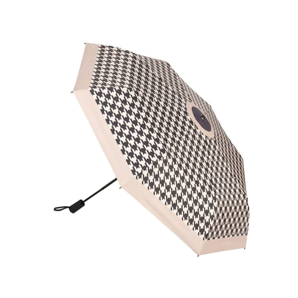 Elie Beaumont Dogtooth Check Umbrella – Black | Adore